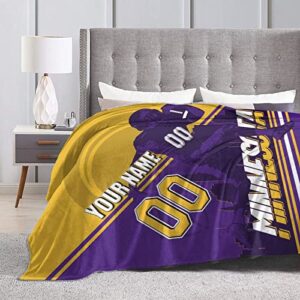 Yieking Custom Blanket for Bed Add Name and Number Gifts for Men Football City Winter Throw Blankets, 40" x 50", 50" x 60", 60" x 80"