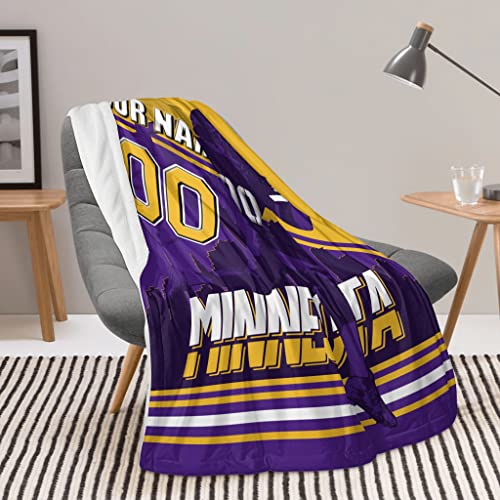 Yieking Custom Blanket for Bed Add Name and Number Gifts for Men Football City Winter Throw Blankets, 40" x 50", 50" x 60", 60" x 80"