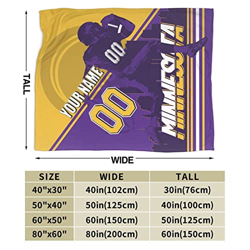 Yieking Custom Blanket for Bed Add Name and Number Gifts for Men Football City Winter Throw Blankets, 40" x 50", 50" x 60", 60" x 80"