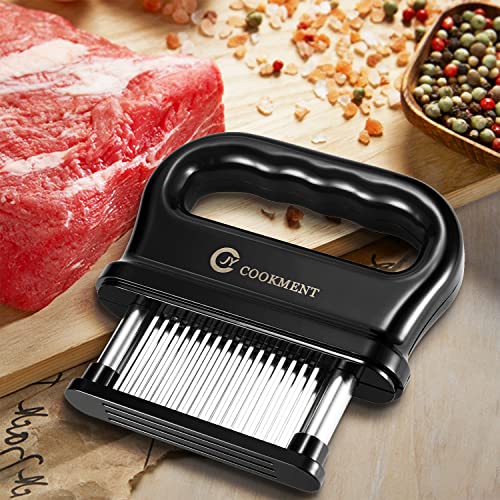 Meat Tenderizer with 48 Stainless Steel Ultra Sharp Needle Blades, Kitchen Cooking Tool Best for Tenderizing, BBQ, Marinade by JY COOKMENT