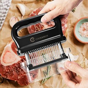 Meat Tenderizer with 48 Stainless Steel Ultra Sharp Needle Blades, Kitchen Cooking Tool Best for Tenderizing, BBQ, Marinade by JY COOKMENT