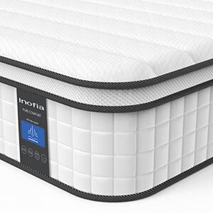 inofia full size mattress, 10 inch full mattress in a box, hybrid mattress full size with responsive memory foam, sleep cooler with more pressure relief & support