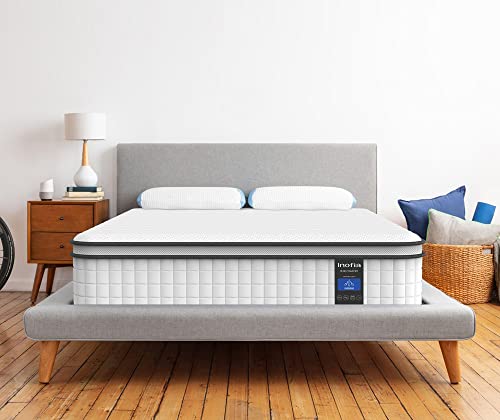 Inofia Full Size Mattress, 10 Inch Full Mattress in a Box, Hybrid Mattress Full Size with Responsive Memory Foam, Sleep Cooler with More Pressure Relief & Support