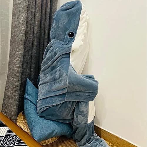 Shark Blanket Adult Wearable Blanket Super Soft Cozy Flannel Hoodie Blanket Shark Sleeping Bag Wearable Fleece Throw Blanket (M 67inX27.5in)