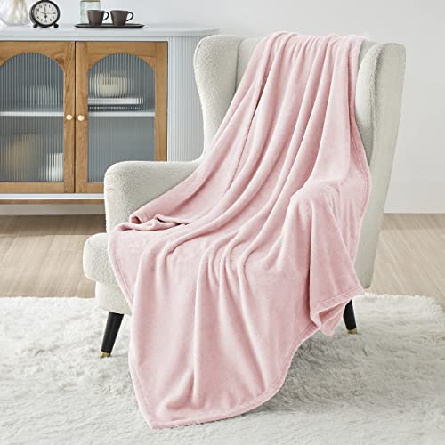 Bedsure Fleece Blanket Twin Blanket Pink - 300GSM Soft Lightweight Plush Cozy Twin Blankets for Bed, Sofa, Couch, Travel, Camping, 60x80 inches