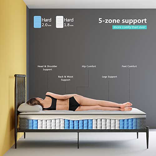 Serweet 10 Inch Memory Foam Hybrid Twin Mattress - 5-Zone Pocket Innersprings for Motion Isolation -Heavier Coils for Durable Support -Medium Firm -Fiberglass-Free -Made in North America