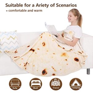 KPBLIS Burritos Tortilla Wrap Blanket with Double Sided Pattern, Giant Flour Tortilla Throw Blanket, Comfort Wearable Flannel Blanket for Kids and Adults (71" in Diameter, Tortilla - Style 2)