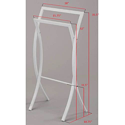 Pilaster Design Modern Coronado Double Free Standing Bathroom Towel Rack Stand, White Metal