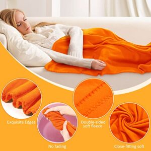 15 Pieces Fleece Blankets Bulk 50 x 60 Inch Double Sided Ultra Soft Fleece Throw Blankets Bulk Lightweight Warm Cozy Airplane Blanket Pet Blankets for Home Office Wedding Gifts Outdoor Use (Orange)