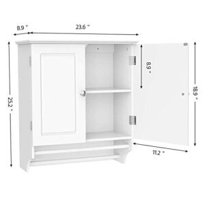 go2buy White Wall Mounted Cabinet Kitchen/Bathroom Wooden Medicine Hanging Storage Organizer