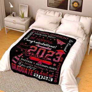 YFgohighhh Customized Class of 2023 Graduate Custom Blanket with Photo Red Stars Class of School for Women/Men Friends Daughter Son-50"x60"