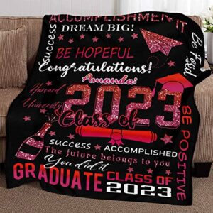 YFgohighhh Customized Class of 2023 Graduate Custom Blanket with Photo Red Stars Class of School for Women/Men Friends Daughter Son-50"x60"