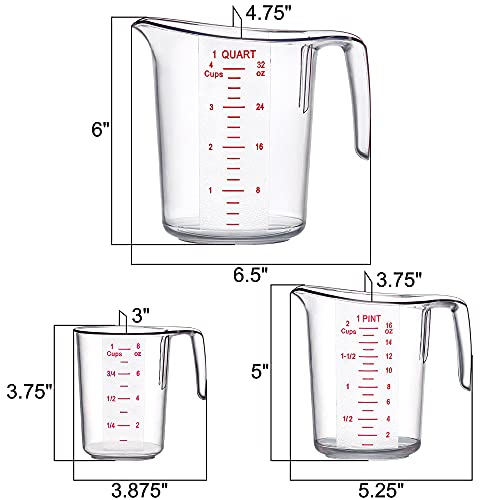 Amazing Abby - Melissa - Unbreakable Plastic Measuring Cups (3-Piece Set), Food-Grade Measuring Jugs, 1/2/4-Cup Capacity, Stackable and Dishwasher-Safe, Great for Oil, Vinegar, Flour, More