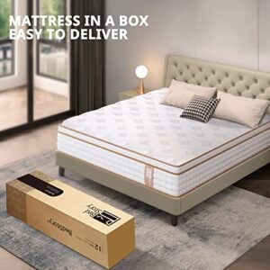 BedStory 14" Hybrid Full Mattress in a Box, Gel Memory Foam Mattress with Pocket Spring, Medium Firm Mattress with Dual Brim Design for Supportive&Pressure Relieving&Motion Isolated Sleep, Made in USA