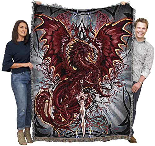 Pure Country Weavers Blood Blade Fantasy Dragon Blanket by Ruth Thompson - Gift Dragon Fantasy Tapestry Throw Woven from Cotton - Made in The USA (72x54)