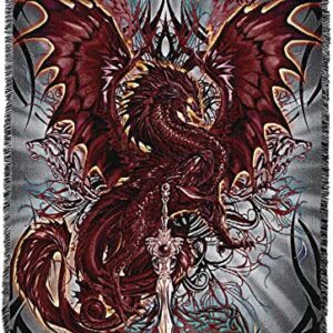 Pure Country Weavers Blood Blade Fantasy Dragon Blanket by Ruth Thompson - Gift Dragon Fantasy Tapestry Throw Woven from Cotton - Made in The USA (72x54)