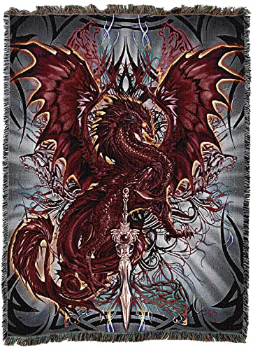 Pure Country Weavers Blood Blade Fantasy Dragon Blanket by Ruth Thompson - Gift Dragon Fantasy Tapestry Throw Woven from Cotton - Made in The USA (72x54)