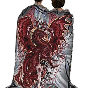 Pure Country Weavers Blood Blade Fantasy Dragon Blanket by Ruth Thompson - Gift Dragon Fantasy Tapestry Throw Woven from Cotton - Made in The USA (72x54)