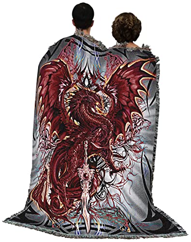 Pure Country Weavers Blood Blade Fantasy Dragon Blanket by Ruth Thompson - Gift Dragon Fantasy Tapestry Throw Woven from Cotton - Made in The USA (72x54)