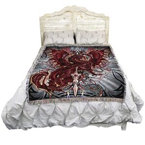 Pure Country Weavers Blood Blade Fantasy Dragon Blanket by Ruth Thompson - Gift Dragon Fantasy Tapestry Throw Woven from Cotton - Made in The USA (72x54)