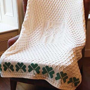 Irish Shamrock Blanket Cable Knit 100% Merino Wool Couch Throw Made in Ireland