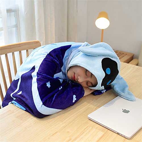 Xingqiu Cryo Abyss Mage Throw Blanket Genshin Impact Wearable Blankets and Game Monster Plush Doll, 95cm×155cm