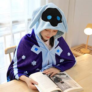 Xingqiu Cryo Abyss Mage Throw Blanket Genshin Impact Wearable Blankets and Game Monster Plush Doll, 95cm×155cm