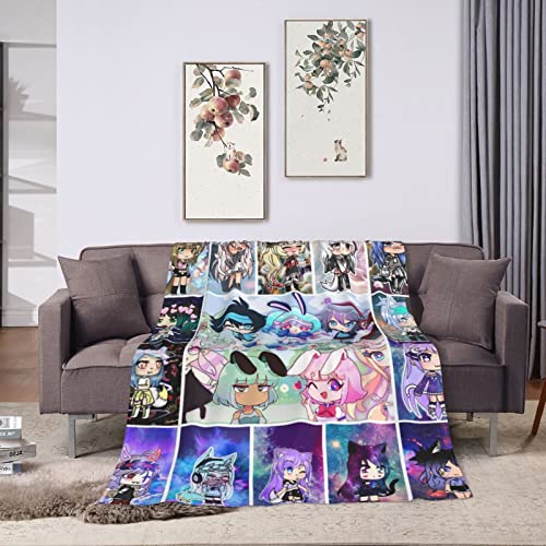 Gearbest Gacha Cartoon Game All Season Blanket Ultra Soft Throw Blanket Flannel Fleece, Warm Fuzzy Blanket for Kid Bed Couch Chair Living Room (1, 50"x40")