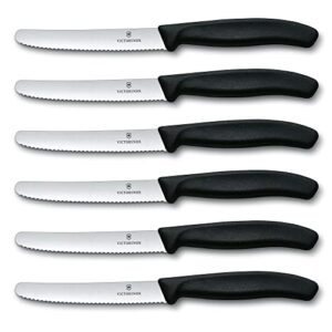 victorinox swiss army cutlery swiss classic serrated steak knife set, round-tip, 4.5-inch, 6-piece