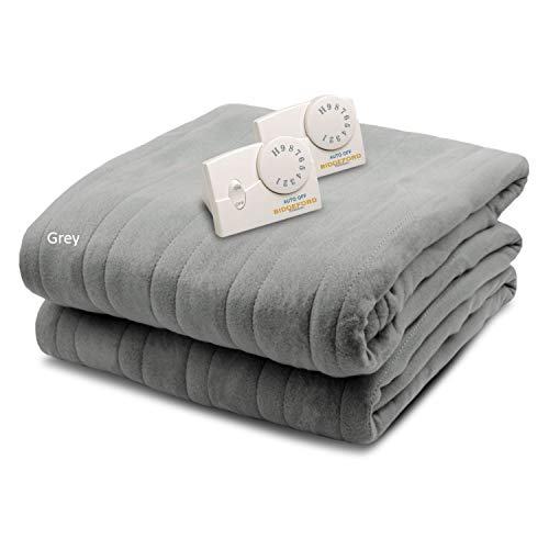 Biddeford Blankets Comfort Knit Electric Heated Blanket with Analog Controller, Queen, Grey