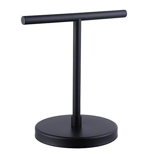 BEIGEEWY SUS 304 Stainless Steel Hand Towel Holder Tree Rack Modern Free Standing Countertop Towel Ring, Matte Black