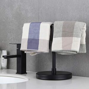 BEIGEEWY SUS 304 Stainless Steel Hand Towel Holder Tree Rack Modern Free Standing Countertop Towel Ring, Matte Black