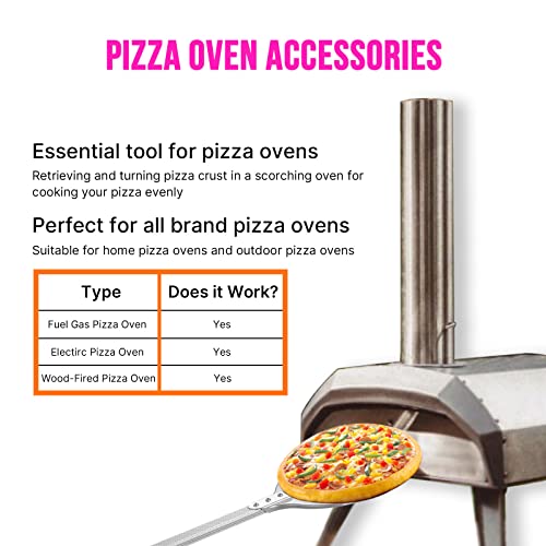 Honsdom Pizza Turning Peel, Round Pizza Turner, 8-Inch Hard Anodized Aluminum Perforated Pizza Peel, Long Handle Pizza Spinner, Pizza Oven Accessories