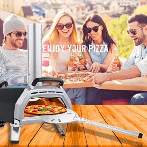 Honsdom Pizza Turning Peel, Round Pizza Turner, 8-Inch Hard Anodized Aluminum Perforated Pizza Peel, Long Handle Pizza Spinner, Pizza Oven Accessories