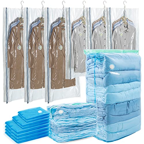 TAILI Space Saver Vacuum Storage Bags Combo 8 Pack and Hanging Space Saver Bags Combo 6 Pack