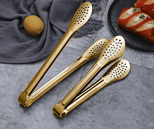 4 Pack Buffet Tongs,Stainless Steel Serving Tongs Serving Utensils Gold(7Inch,9.1Inch)