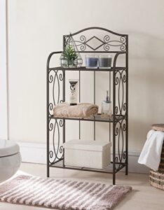 kings brand pewter metal 3 tier shelf free standing towel rack stand organizer