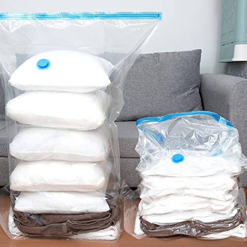 WISEWATER 10PCS Vacuum Storage Bags（2 x Jumbo, 2x Large, 2 x Medium, 2x Small，1x 3D，1x hand roll）Space Saving Bags with Travel Hand Pump（10pcs）