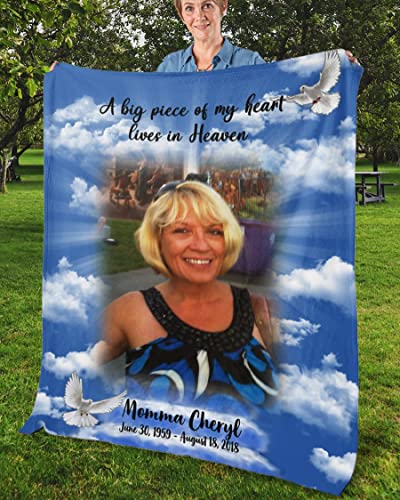 Generic Loving Memories I Will Miss You Until We Meet Again Upload Photo Memorial Personalized Fleece Blanket, Grandma Grandpa Dad Father Mother Memory Blanket, in Love Memory Gifts Blanket.