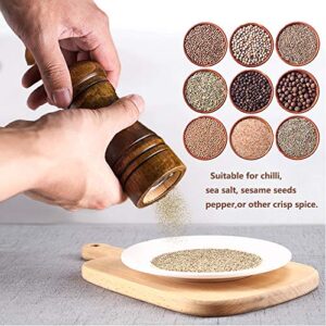 Salt and Pepper Grinders Set,Ouktor Manual Wooden Salt and Pepper Mills Shakers, Ceramic Rotor with Strong Adjustable Coarseness (5.5inch)