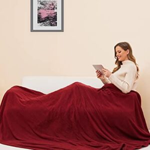 McJaw Electric Heated Blanket Full Size 72"x84" Large Fleece Warm Bedding Blanket for Whole Body 4 Heating Levels and 10 Hours Auto-Off Overheating Protection - Red