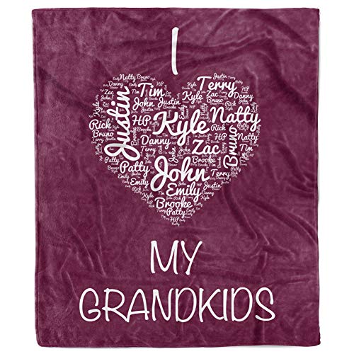 Custom Blanket with Names Add Your Family Name Mom Grandma Grandpa Throw Fleece Blankets