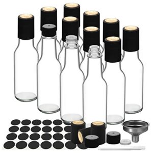 12 pcs 5 oz hot sauce bottles,wertioo glass bottle clear mini liquor bottles small wine bottles with airtight plastic screw cap shrink capsule