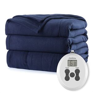 sunbeam royal ultra admiral blue heated blanket - twin