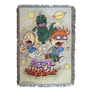 nickelodeon's rugrats nick rewind, "reptahhhh" woven tapestry throw blanket, 48" x 60", multi color