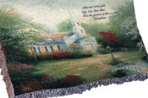 manual inspirational collection tapestry throw with verse, hometown chapel by thomas kinkade, 60 x 50-inch