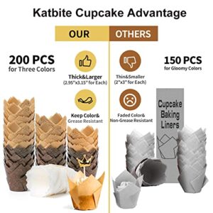 Katbite Tulip Cupcake Liners 200PCS, Muffin Baking Cupcake Liners Holders, Baking Cups, Cupcake Wrapper for Party, Wedding, Birthday, Christmas Cupcake Liners