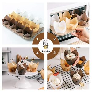 Katbite Tulip Cupcake Liners 200PCS, Muffin Baking Cupcake Liners Holders, Baking Cups, Cupcake Wrapper for Party, Wedding, Birthday, Christmas Cupcake Liners