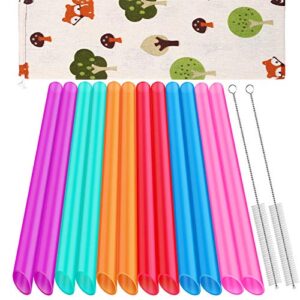 [angled tips] 12 pcs reusable boba straws and smoothie straws with 1 storage bag and 2 brushes, bpa free food grade