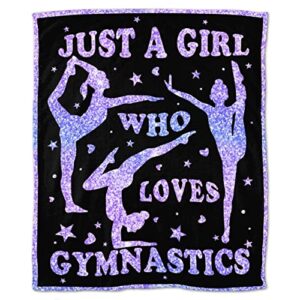 just a girl who loves gymnastics throw blanket 50"x40" soft flannel blankets for bed couch plush cozy blanket for adults micro fleece throws